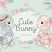 Watercolor Cute Bunny Clipart, Spring Rabbit, Flower, Printable Art ...