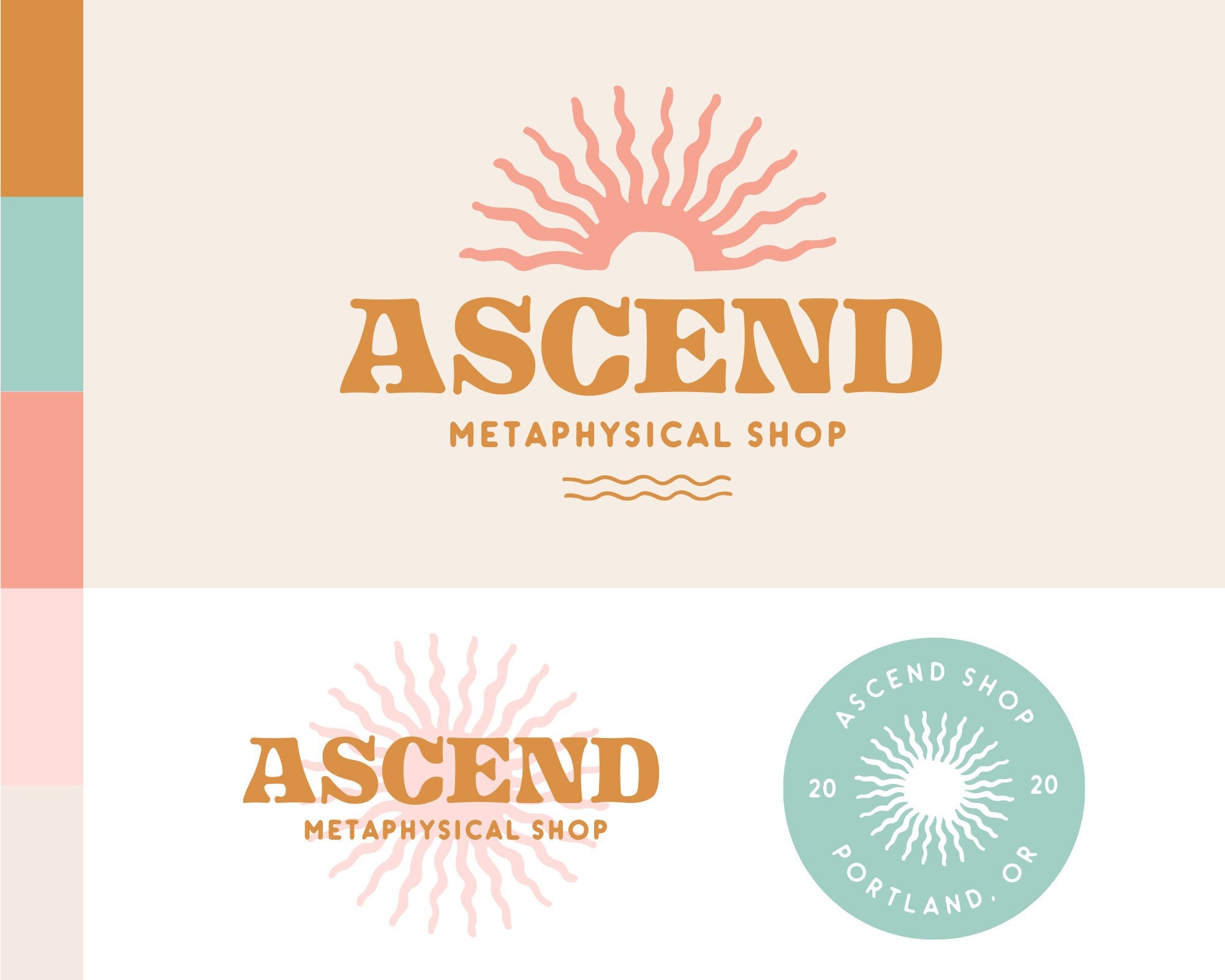 Boho Sun Logo Canva Template DIY Editable Retro Sun Logo - Etsy