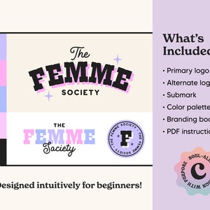 Colorful Fun Logo Editable Template DIY Retro Funky Logo Canva Template ...