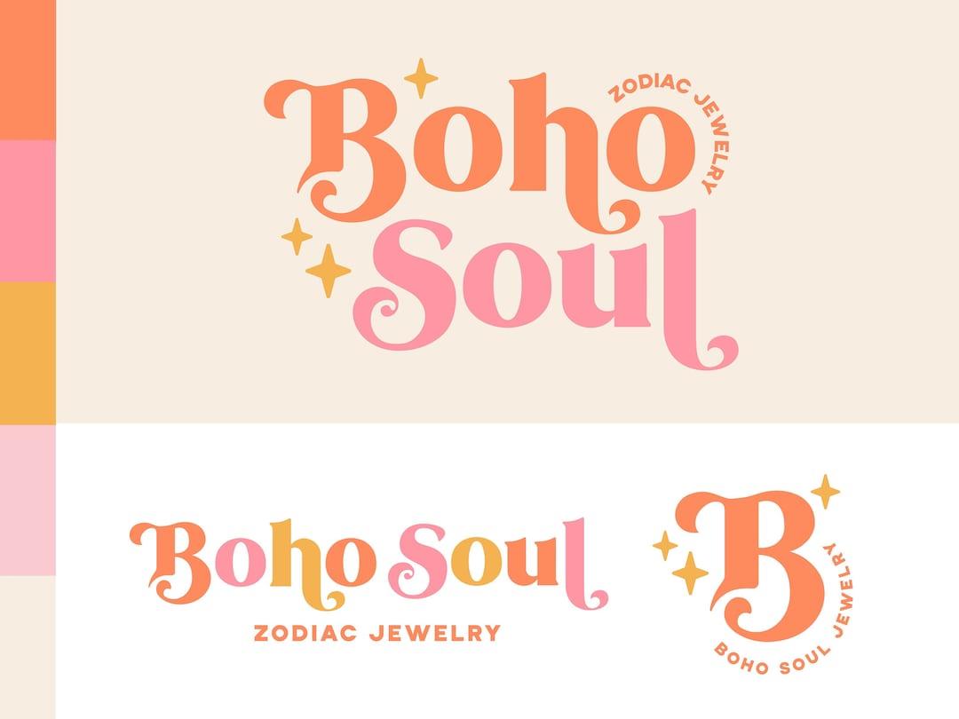 Boho Logo Branding Kit Canva Template DIY Editable Retro Logo Design ...
