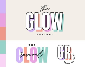 Fun Colorful Logo Editable Template DIY Canva Retro Colorful Logo ...