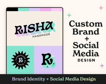 Custom Bold Colorful Brand Kit Custom Logo Design Canva Bright Fun ...