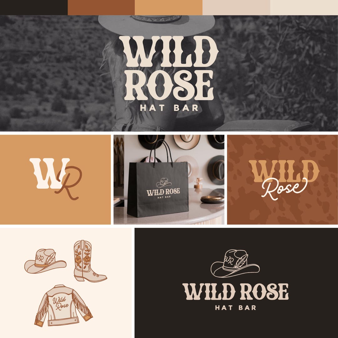 Custom Western Branding Kit Hand Drawn Custom Logo Package Retro ...