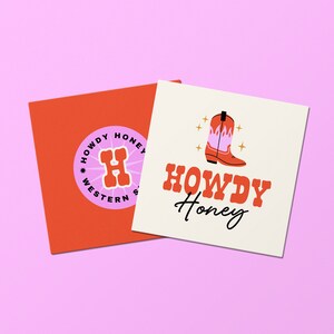 Editable Canva Logo Template Retro Cowgirl Logo DIY Fun Colorful ...