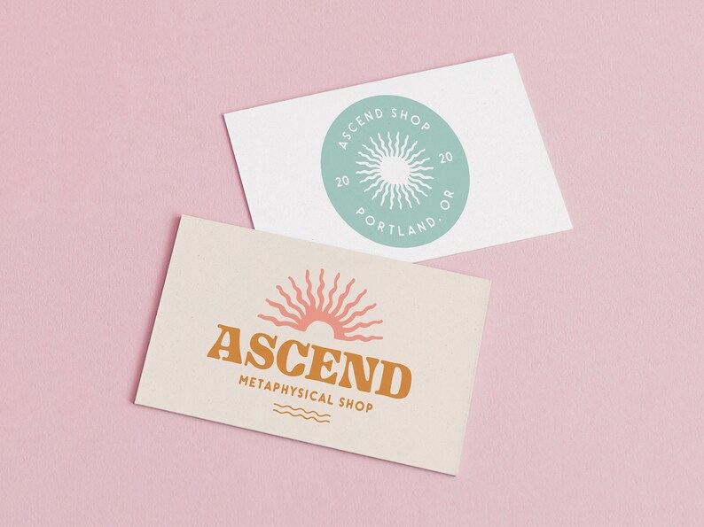 Boho Sun Logo Canva Template DIY Editable Retro Sun Logo - Etsy