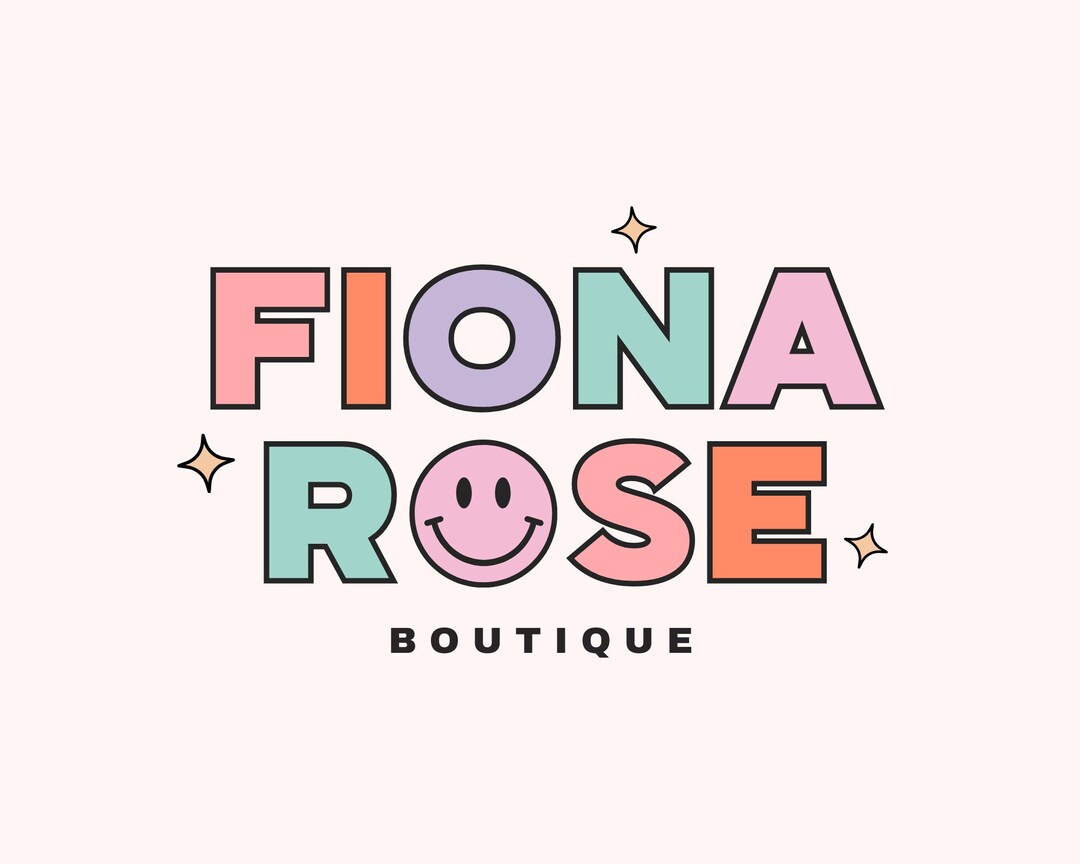 DIY Preppy Smiley Face Canva Logo Template Retro Editable Logo Fun ...