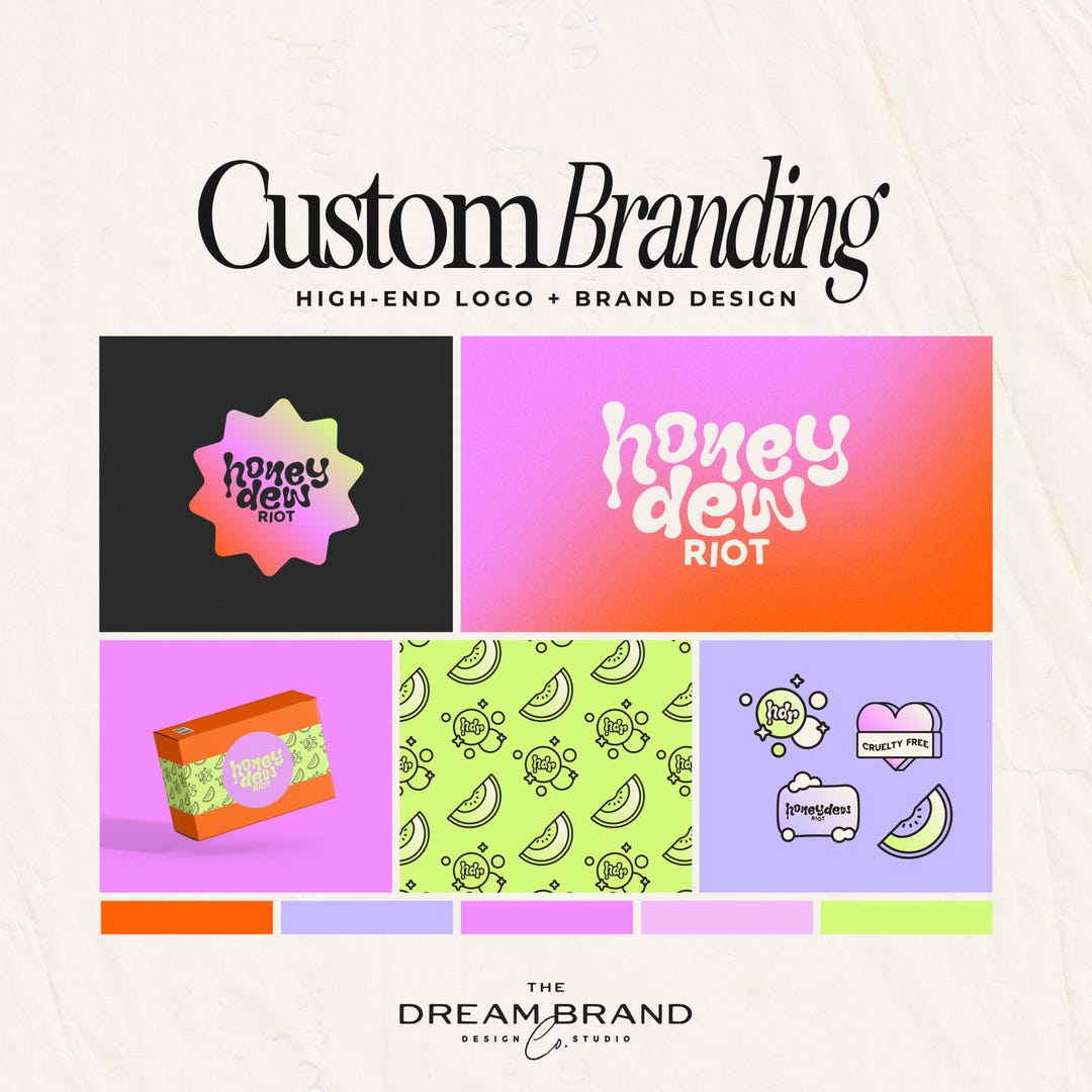 Custom Colorful Branding Kit • Bold Funky Custom Logo Package • Retro ...