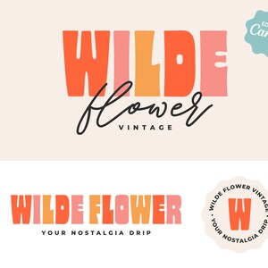 Boho Logo Canva Template DIY Retro Logo Design Bohemian Branding Kit ...