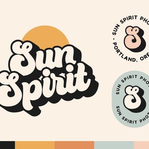 Retro Sun Logo Kit Canva Editable Template DIY Boho Sun - Etsy