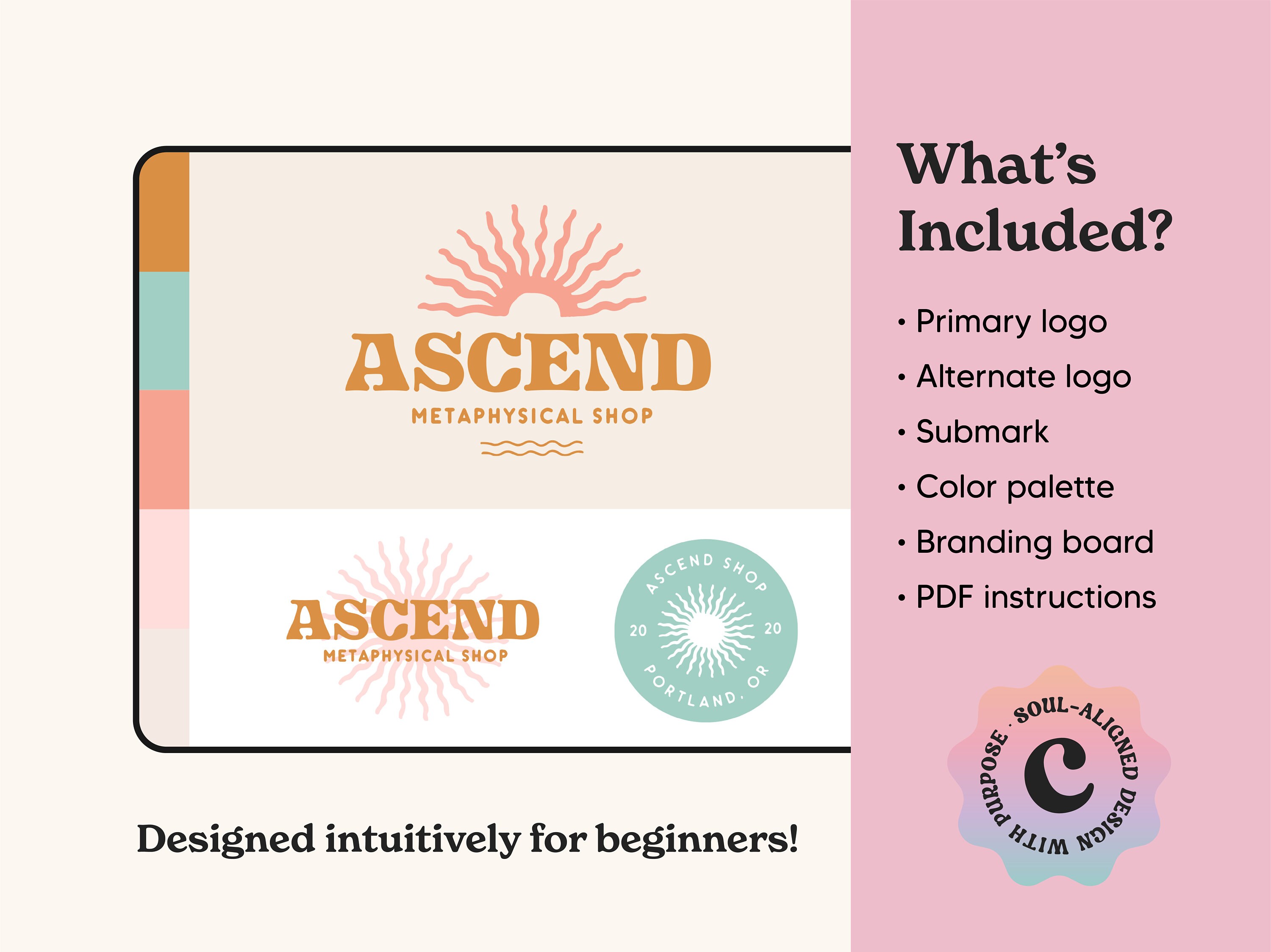 Boho Sun Logo Canva Template DIY Editable Retro Sun Logo - Etsy