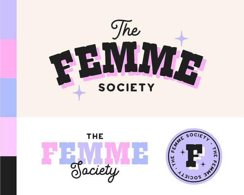 Colorful Fun Logo Editable Template DIY Retro Funky Logo - Etsy