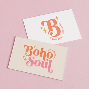 Boho Logo Branding Kit Canva Template DIY Editable Retro Logo Design ...