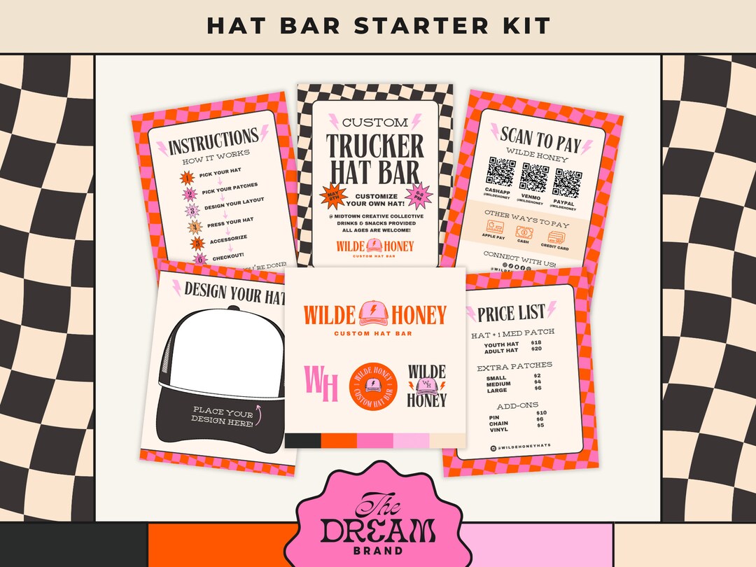 DIY Canva Hat Bar Logos Flyer Printables Template - Colorful Retro ...