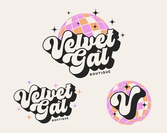 Fun Colorful Logo Editable Template DIY Canva Retro Colorful Logo ...