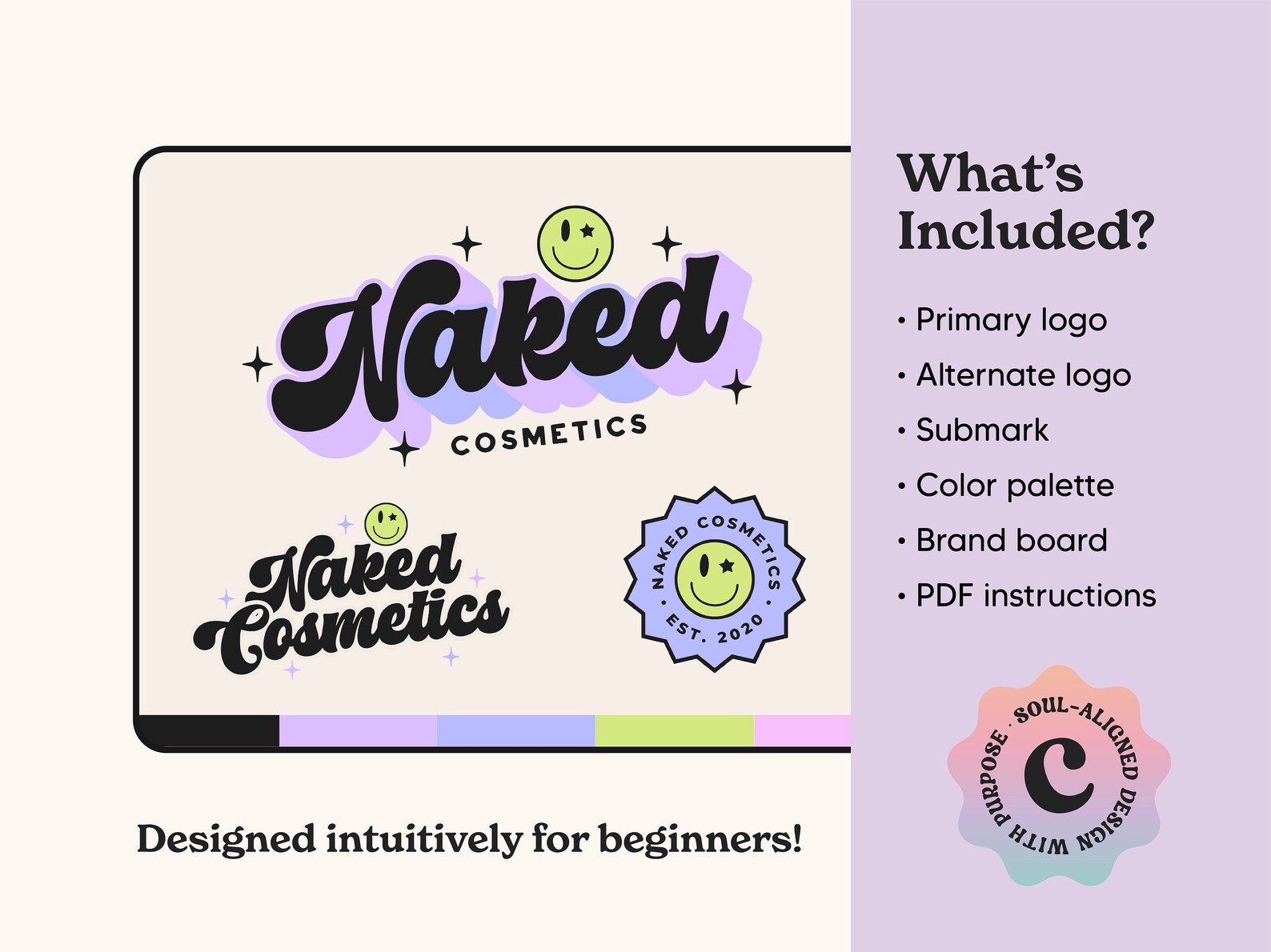 DIY Smiley Face Retro Logo Canva Template Editable Funky Colorful ...