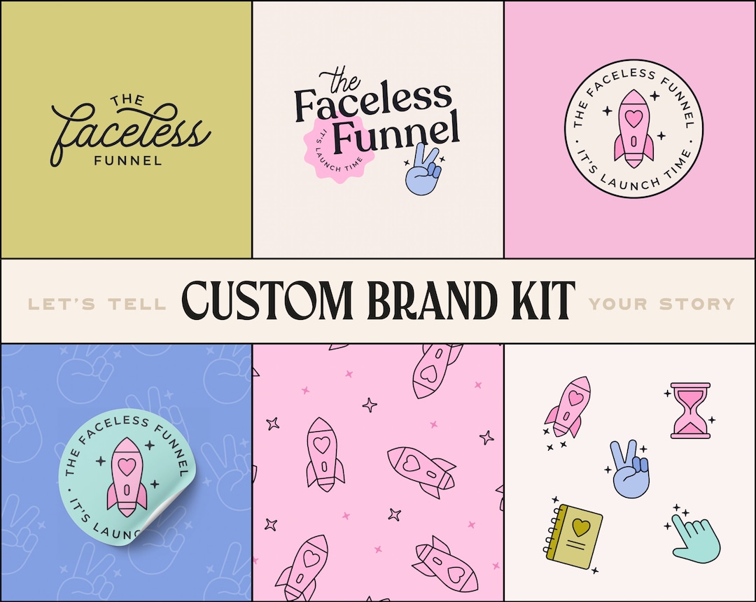 Custom Colorful Pastel Branding Package Custom Logo Kit Illustration ...
