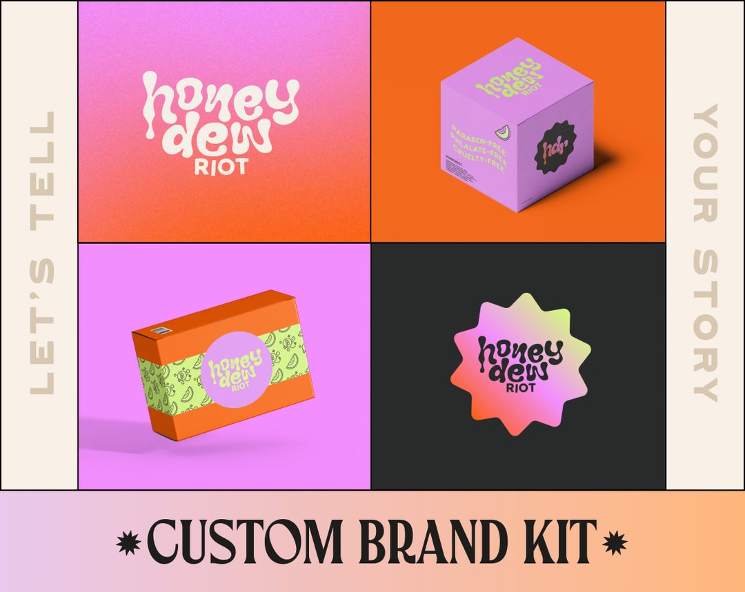 Custom Colorful Branding Kit Bold Funky Custom Logo Package Retro Brand ...