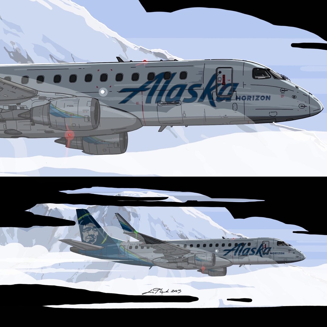 Alaska Horizon Embraer ERJ 175 Rainier Fly-by - 11x17” Digital ...