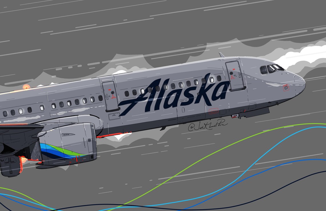 Airbus A321 Alaska Air Departing SEA - 11x17” Digital Art - Etsy