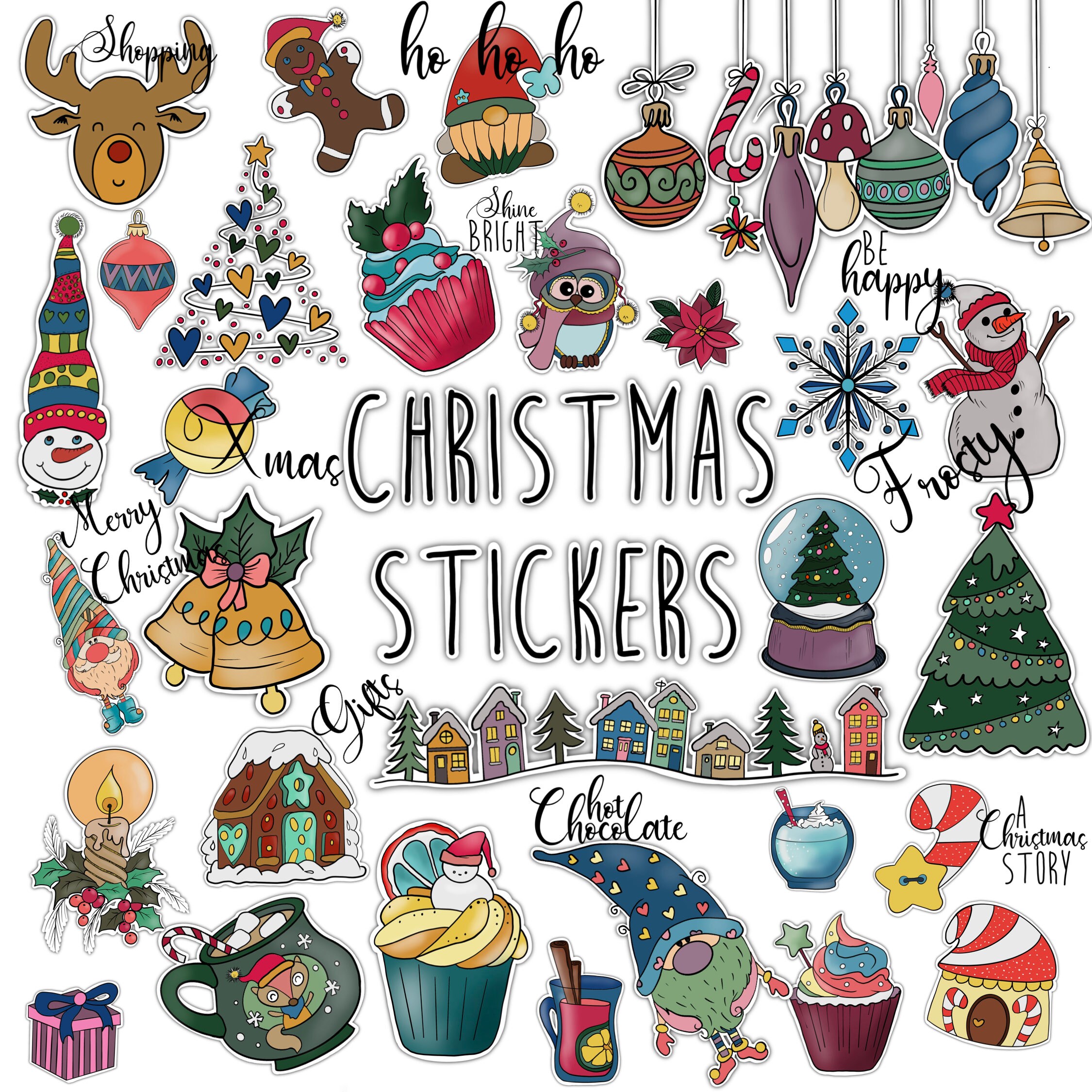 CHRISTMAS STICKERS Set for Digital Planner Clip Art - Etsy