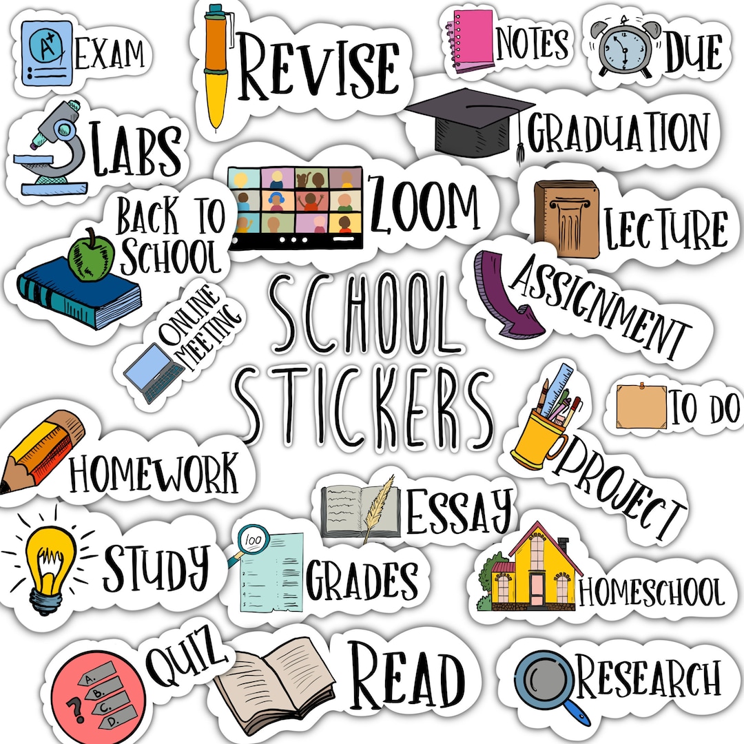 SCHOOL Digital STICKERS Set for Digital Planner, Clip Art, Goodnotes ...