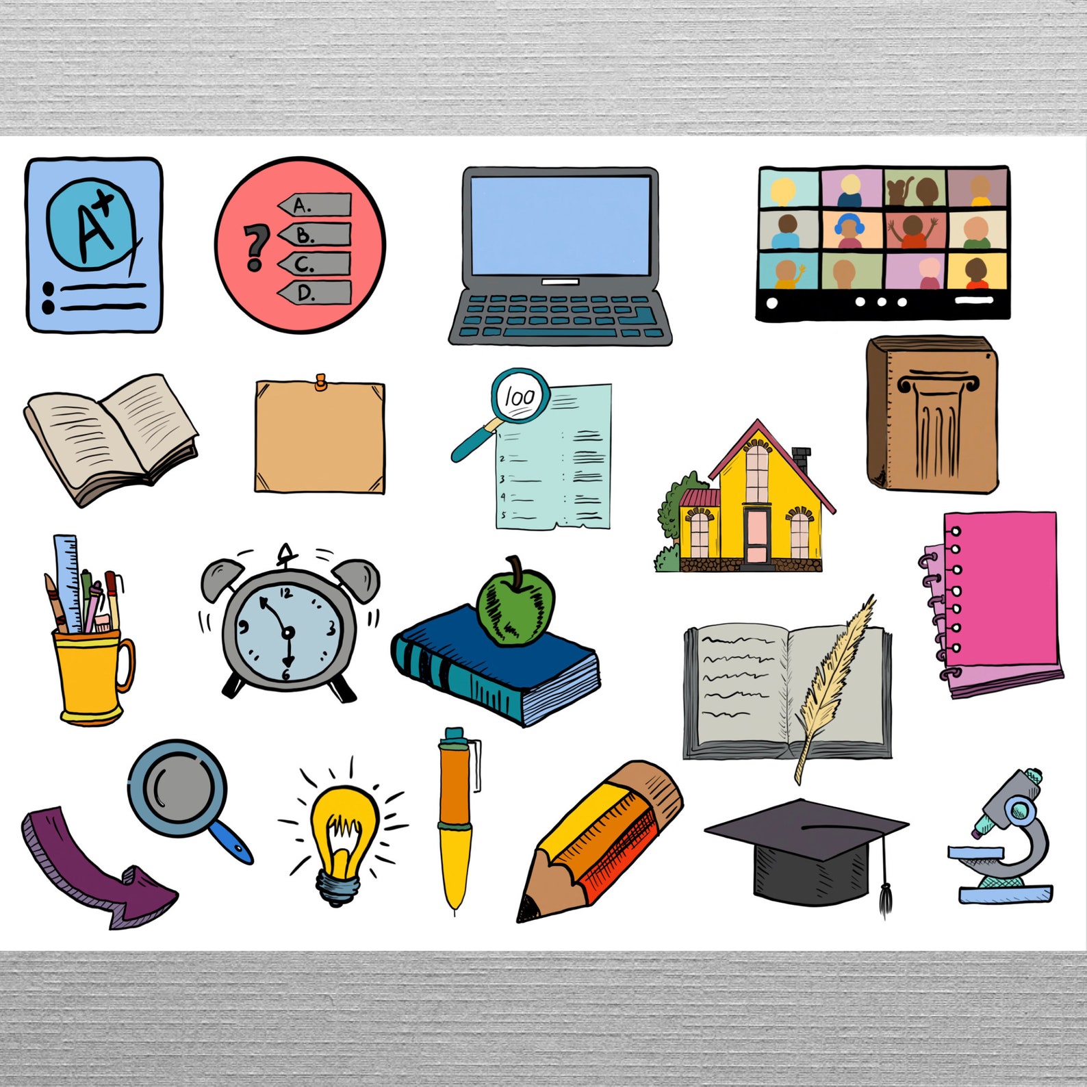 SCHOOL Digital STICKERS Set for Digital Planner Clip Art - Etsy