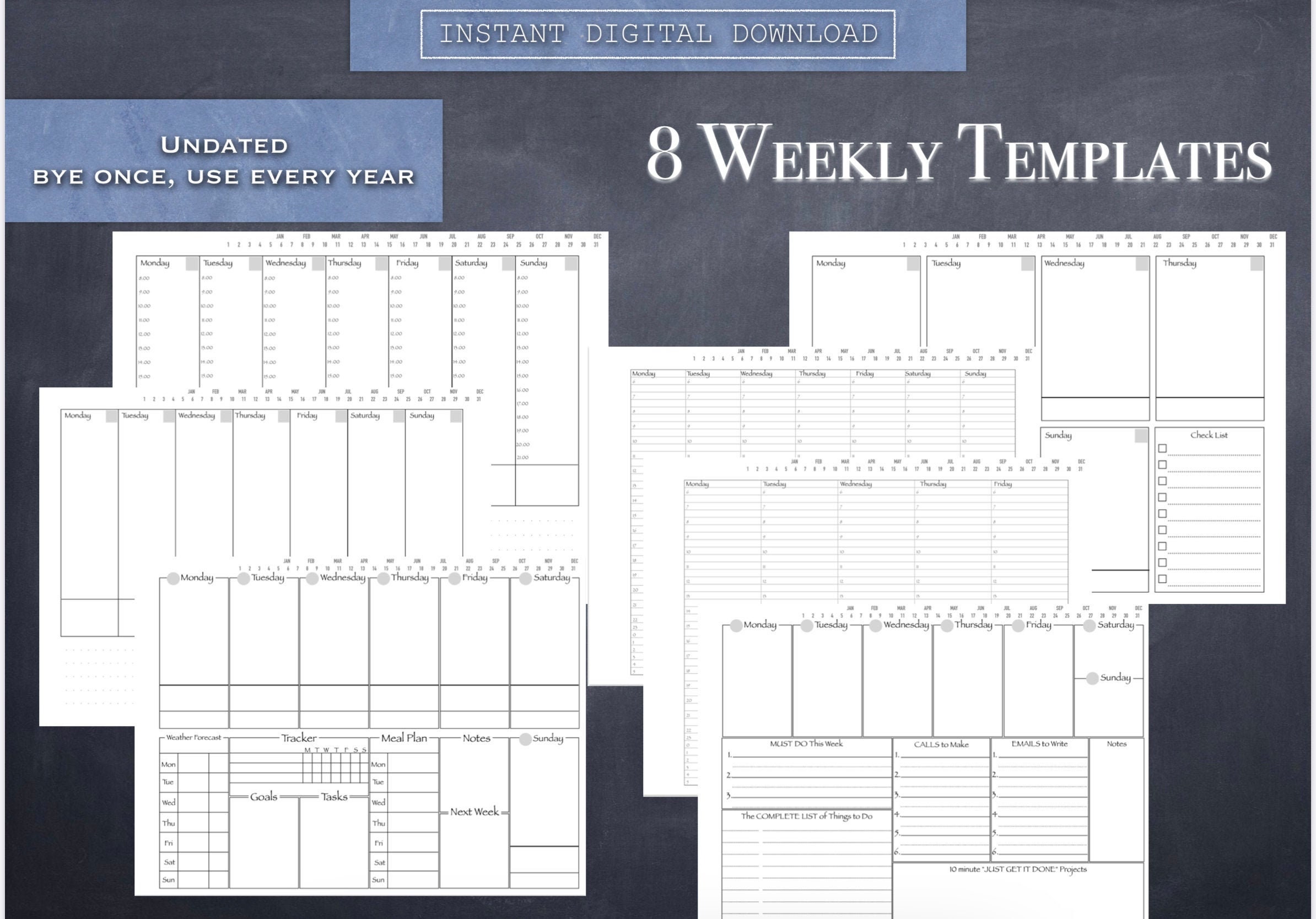 8 WEEKLY TEMPLATES for Planning Your Week/ Digital Templates/ - Etsy