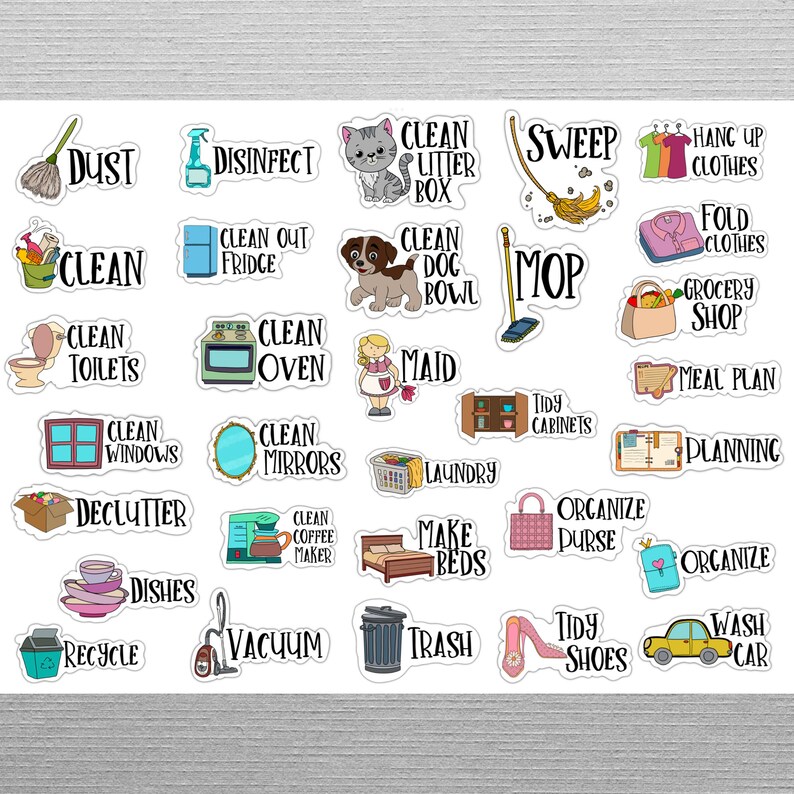 CLEANING STICKERS Set for Digital Planner Clip Art Goodnotes | Etsy