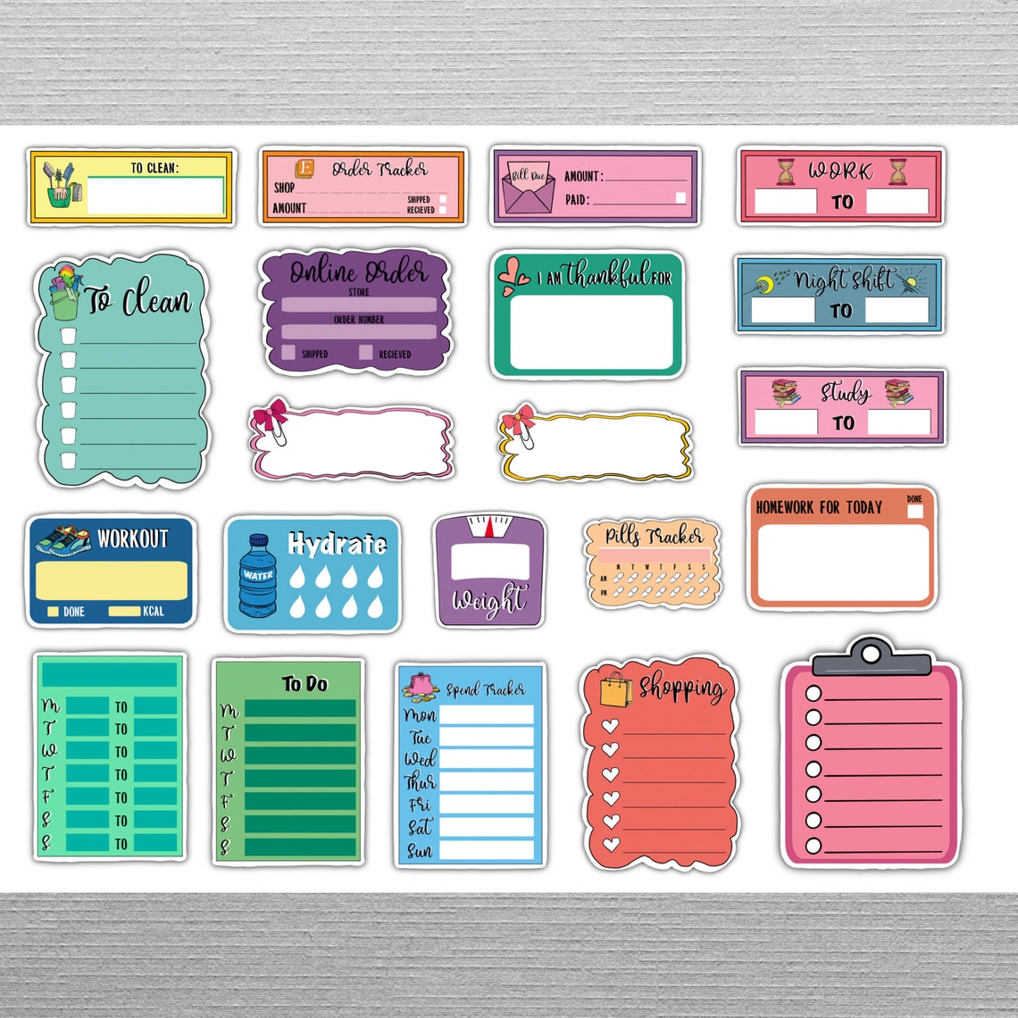 FUNCTIONAL STICKERS Set for Digital Planner Clip Art - Etsy