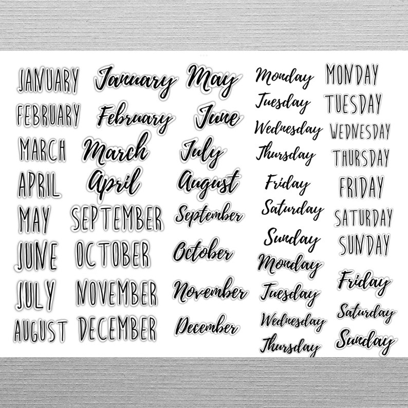 MONTHS & BANNERS STICKERS Set for Digital Planner Clip Art | Etsy