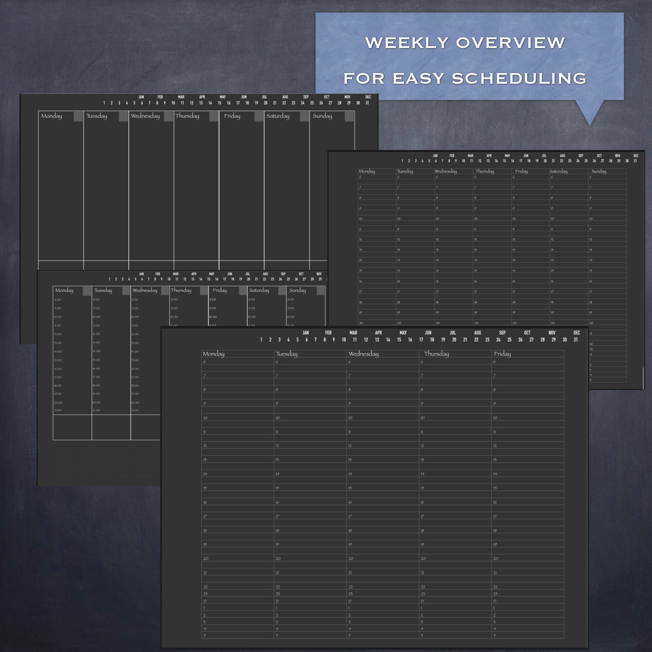 8 WEEKLY DARK Mode TEMPLATES for Planning Your Week/ Digital Templates ...