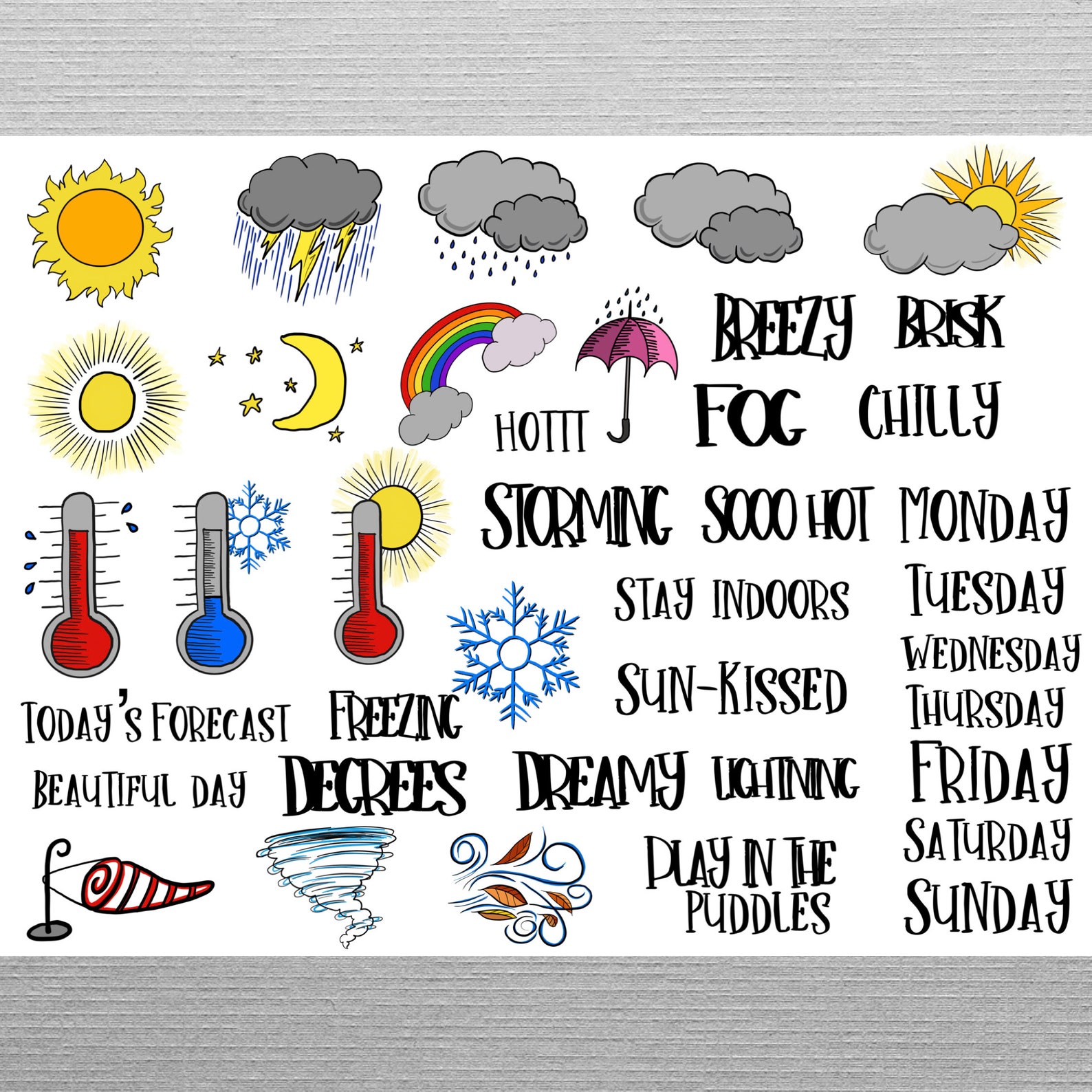 WEATHER STICKERS Set for Digital Planner, Clip Art, Goodnotes Planner ...