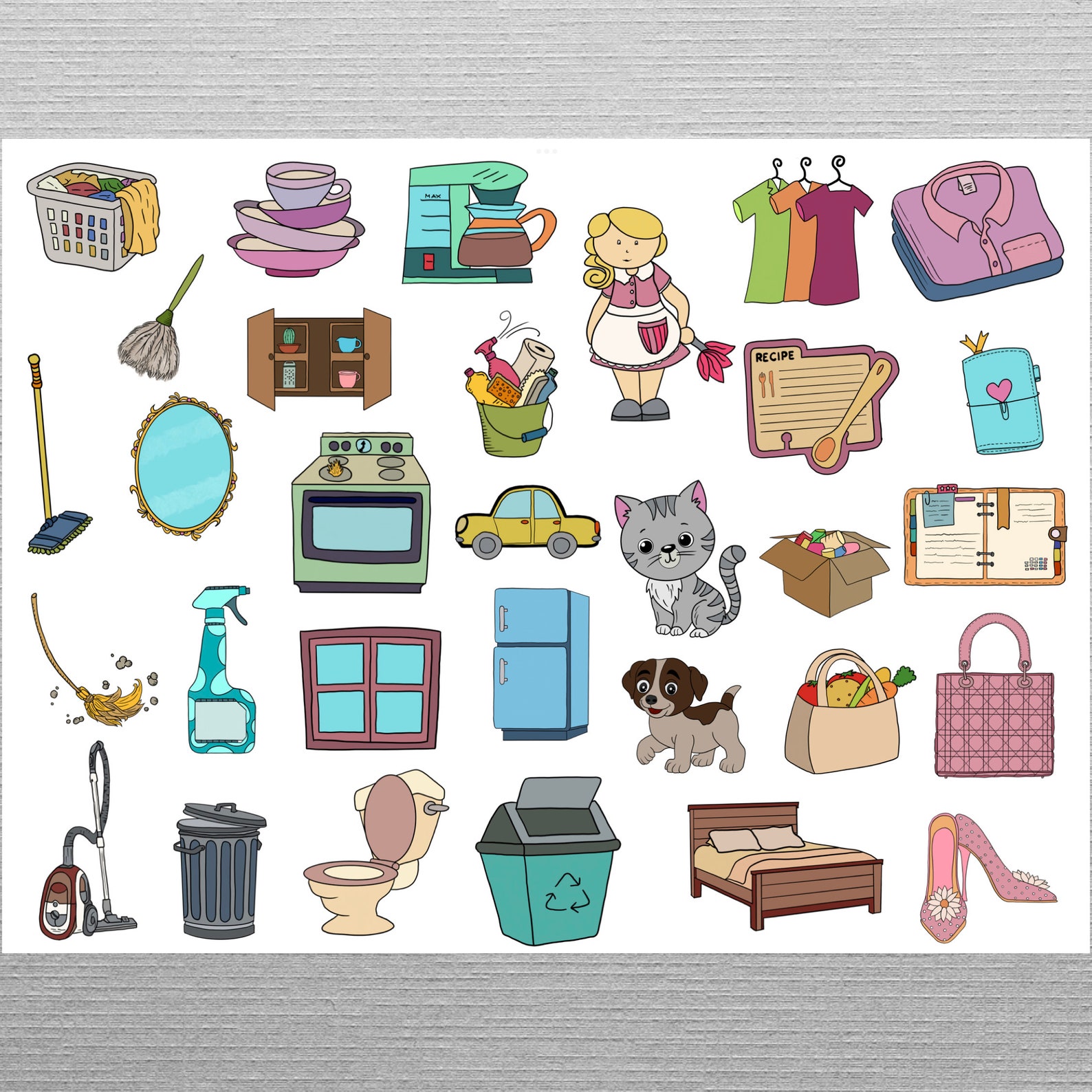 CLEANING STICKERS Set for Digital Planner, Clip Art, Goodnotes Planner ...
