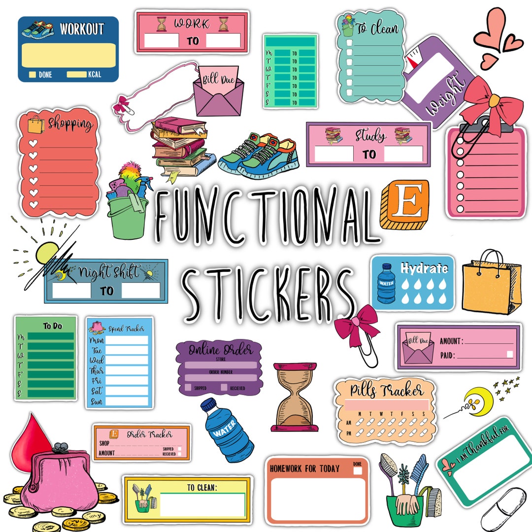 FUNCTIONAL STICKERS Set for Digital Planner, Clip Art, Goodnotes ...