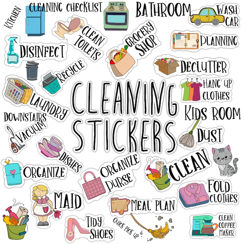 CLEANING STICKERS Set for Digital Planner Clip Art Goodnotes | Etsy