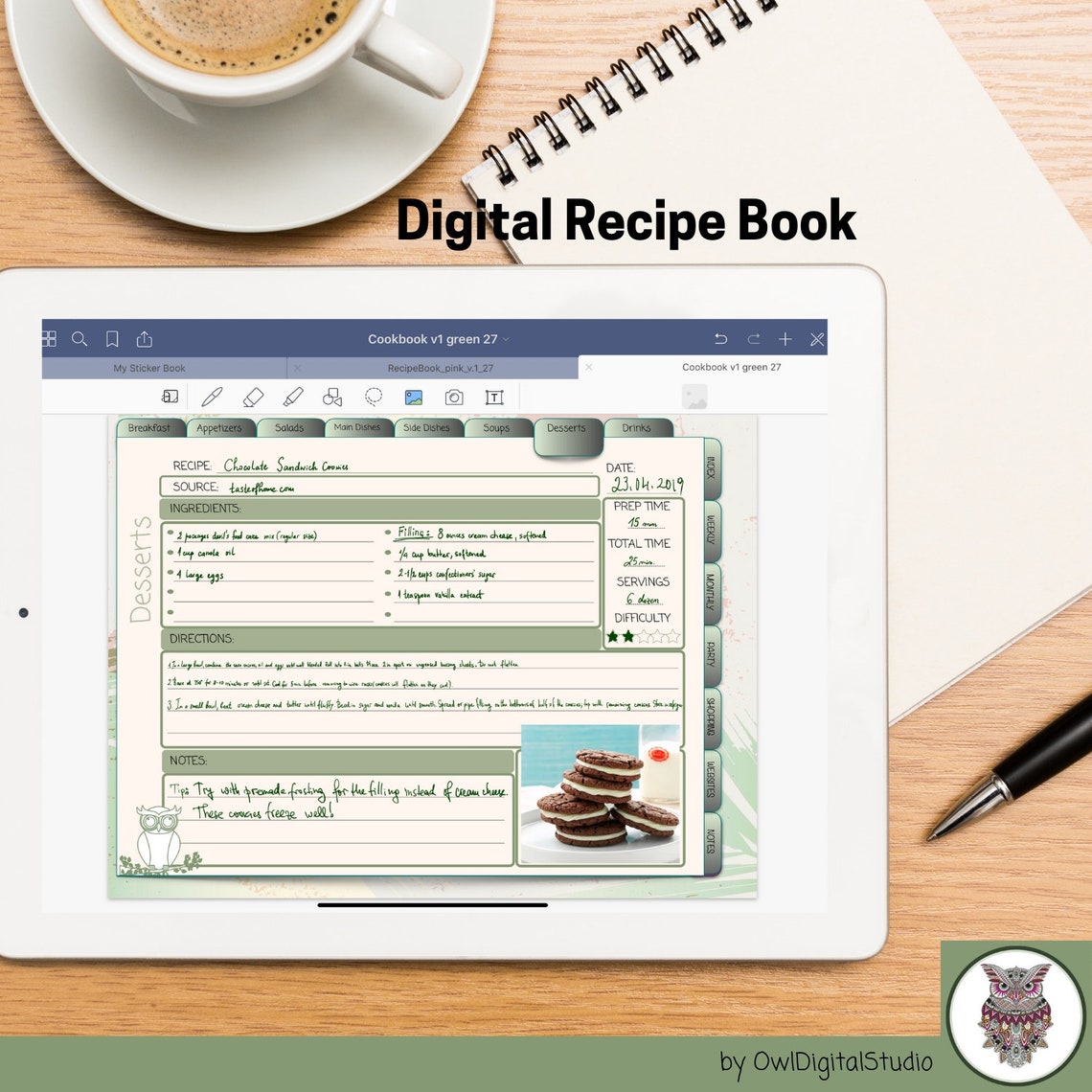 Digital Recipe Book Digital Recipes Cookbook for Goodnotes - Etsy