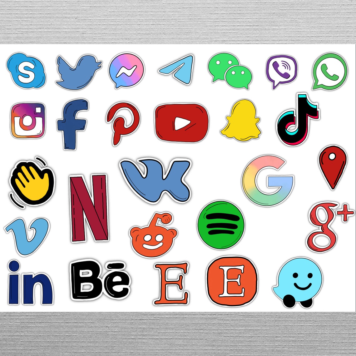SOCIAL Media STICKERS Set for digital planner Clip Art | Etsy