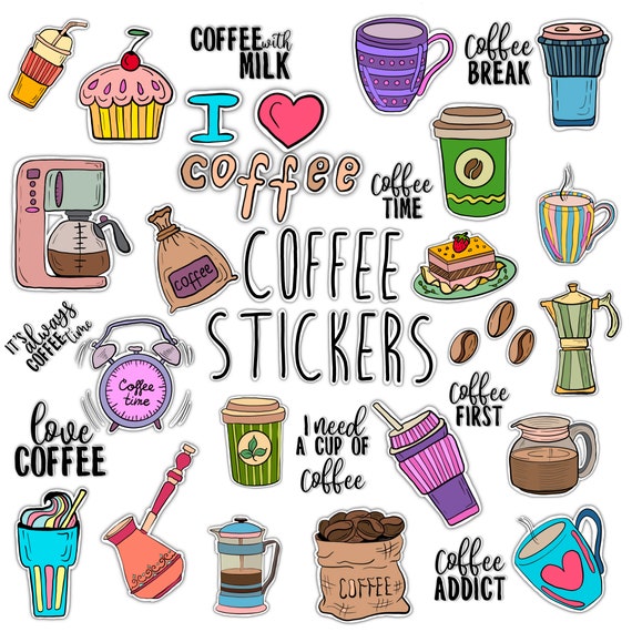 COFFEE Digital STICKERS Set for Digital Planner Goodnotes - Etsy