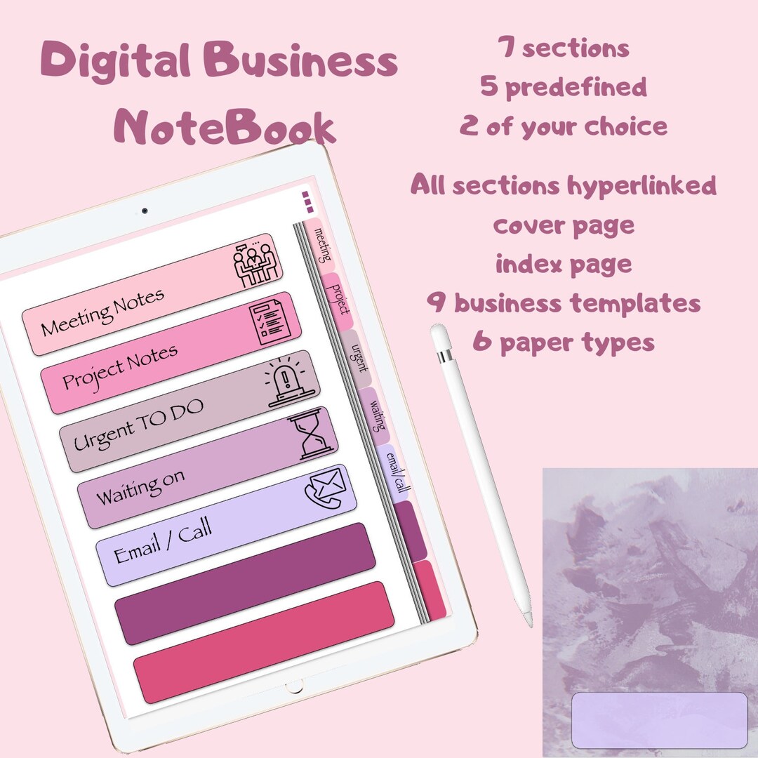 Digital Notebook, Business Notebook for Goodnotes on iPad Pro, Bullet ...