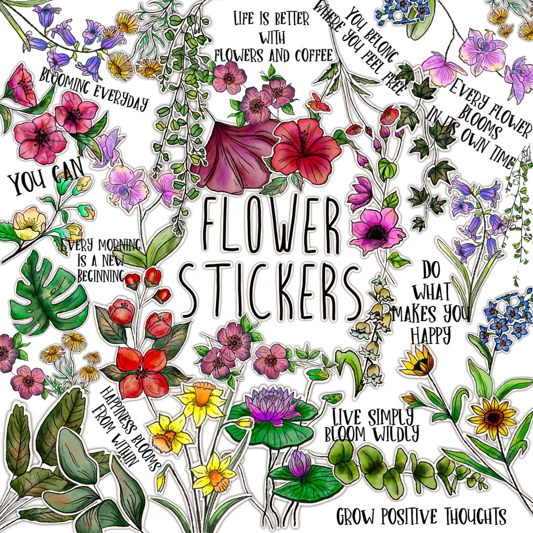 FLOWER STICKERS Set for Digital Planner, Clip Art, Goodnotes Planner ...