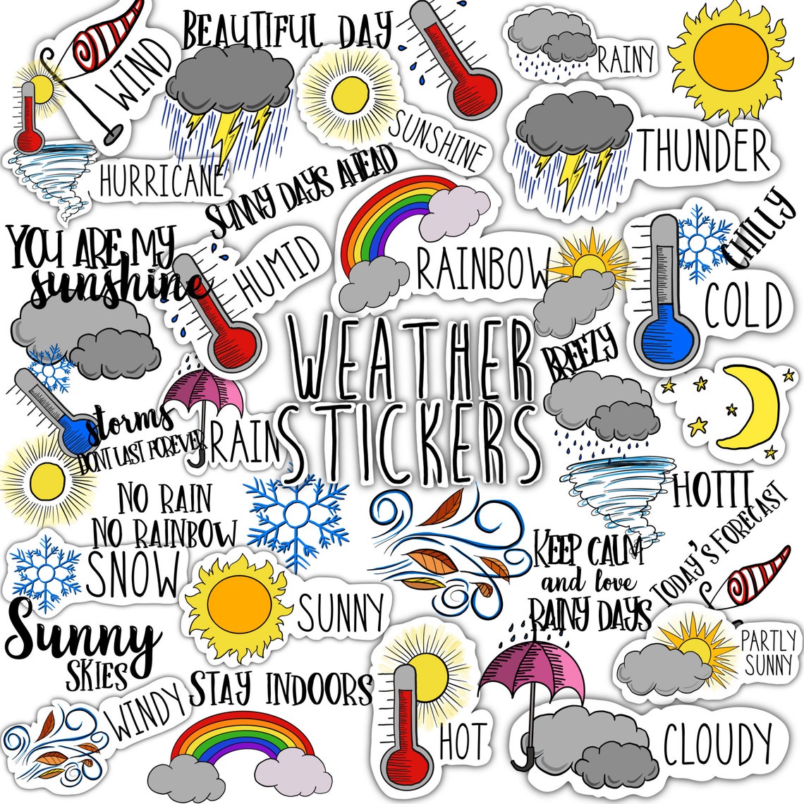 WEATHER STICKERS Set for Digital Planner Clip Art Goodnotes - Etsy