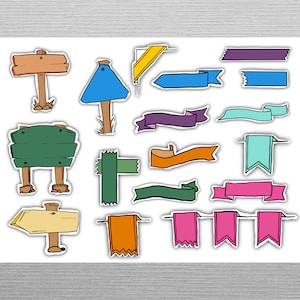 MONTHS & BANNERS STICKERS Set for Digital Planner, Clip Art, Goodnotes ...