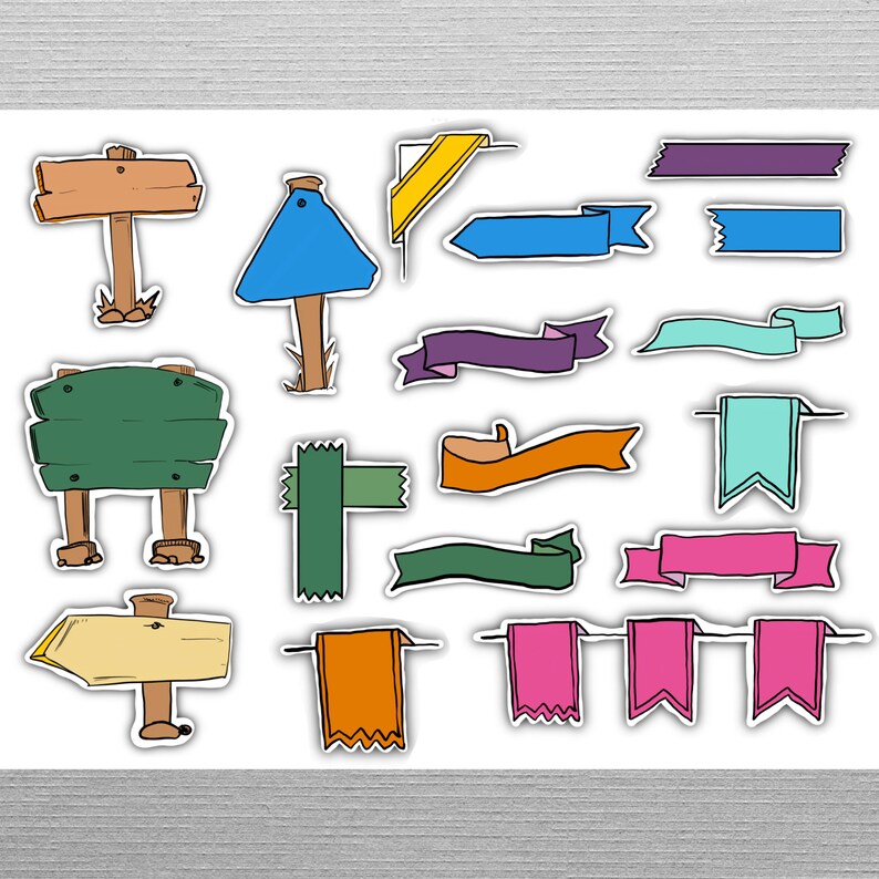 MONTHS & BANNERS STICKERS Set for Digital Planner, Clip Art, Goodnotes ...