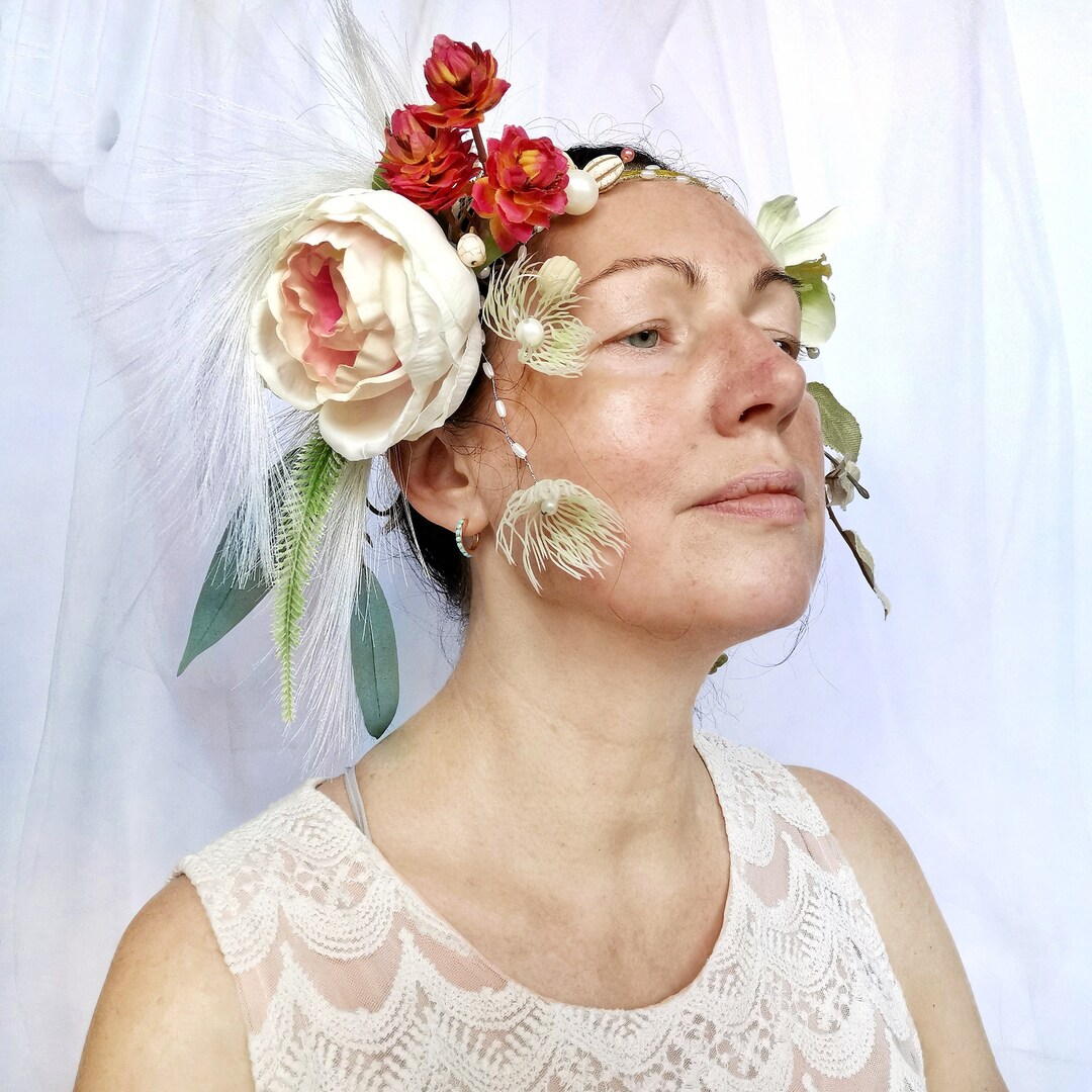 Boho Princess Head Pieces Indie Bride Headdress Real Hippie Roses Crown ...