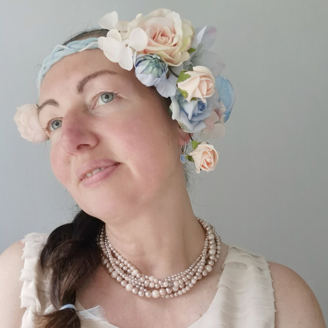 Art Deco Princess Crown Flower Crown Vintage Rose Bridal Floral ...