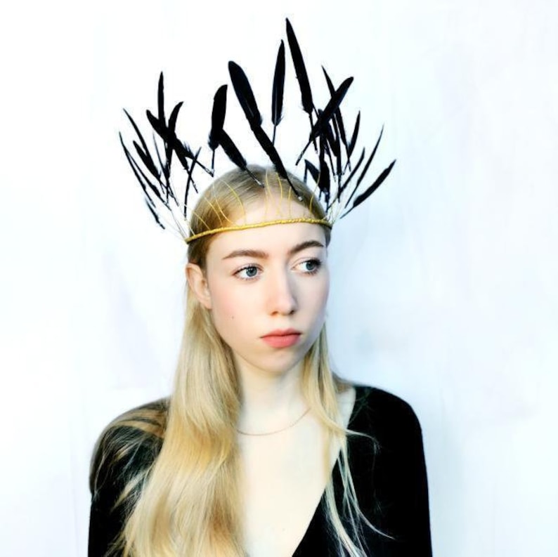 Black Feather Crown Evil Queen Crown Crow Princess Tiara - Etsy