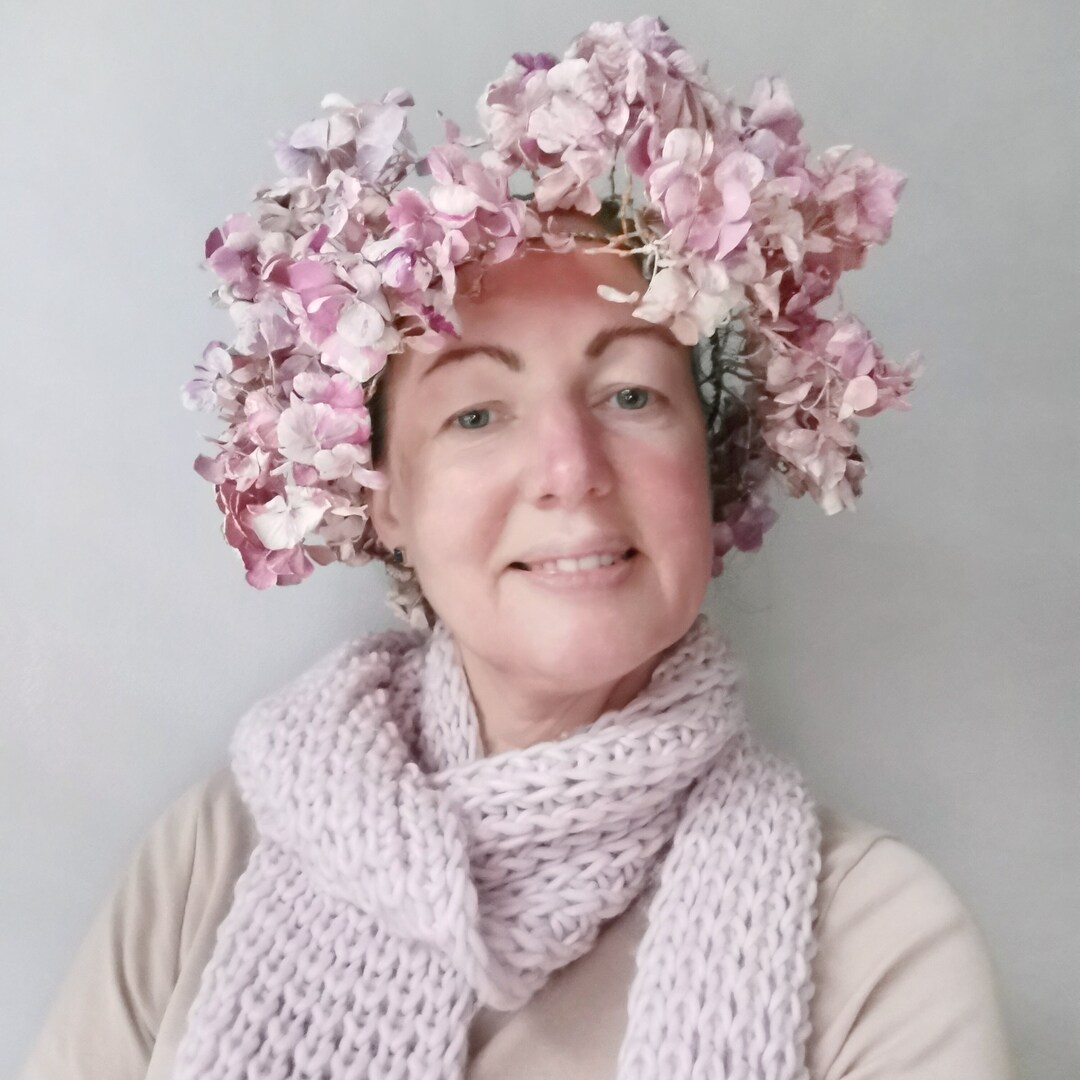 Dried Hydrangea Crown for Woman Powder Pink Bridal Headpiece Vintage ...