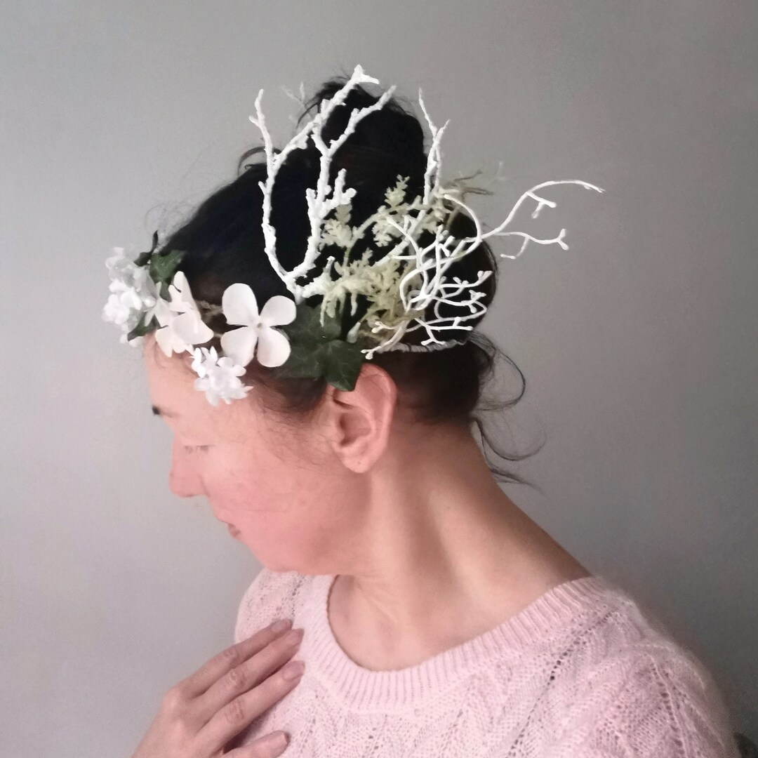 Twig Elven Headpiece for Bride White Party Woodland Headdress Forest ...