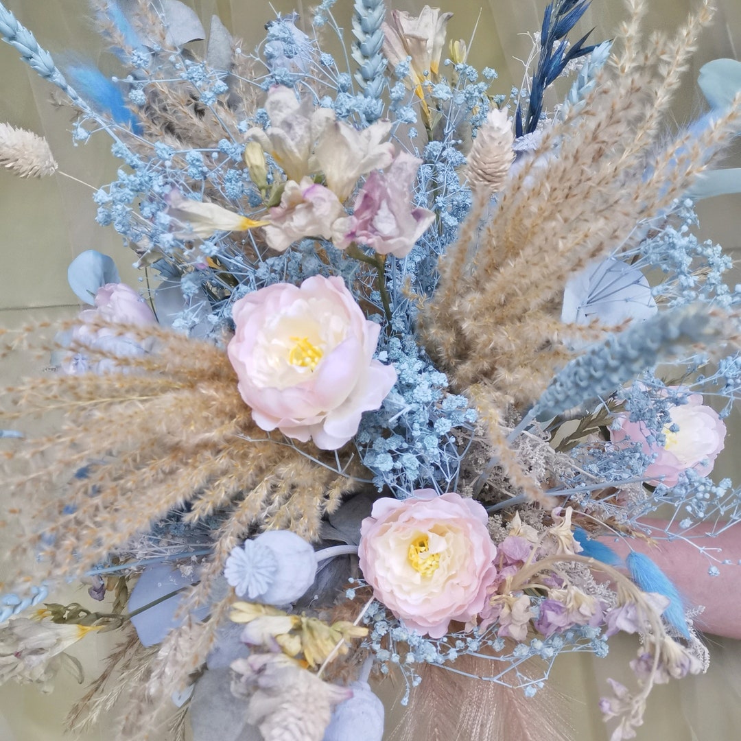 Pale Blue Bouquet Woodland Flower Ornament Blush Wild Floral ...