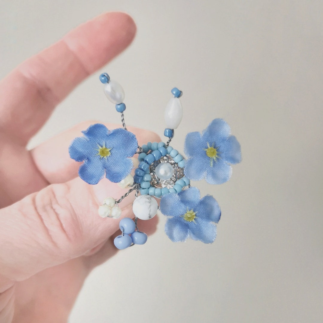 Forget Me Not Hair Bouquet Spiral Hair Clip With Flowers Floral Hair ...